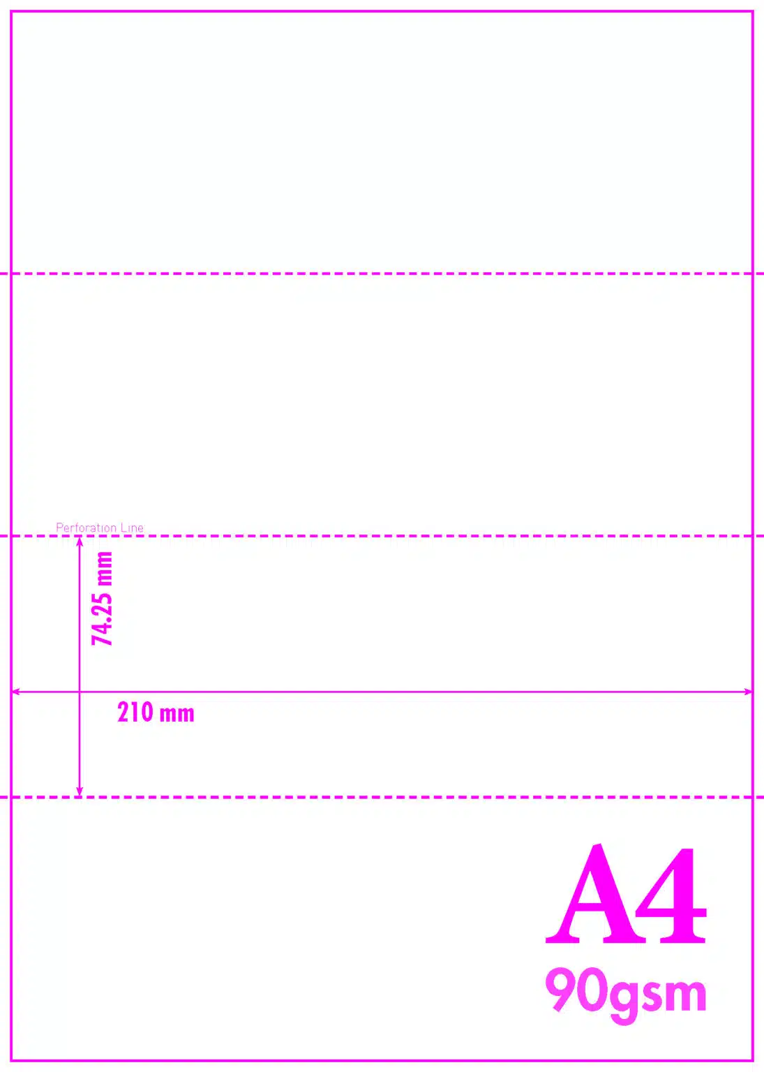 A4-90GSM/4/4 - 90GSM MICROPERFORATED A4 PAPER WITH THREE PERFORATIONS ...