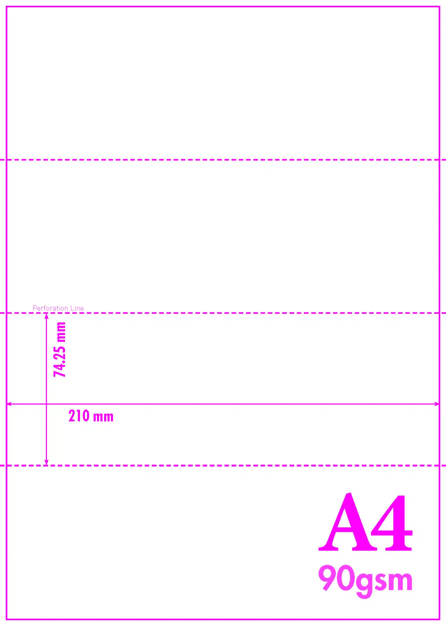 A4-90GSM/4/4 - 90GSM MICROPERFORATED A4 PAPER WITH THREE PERFORATIONS ...